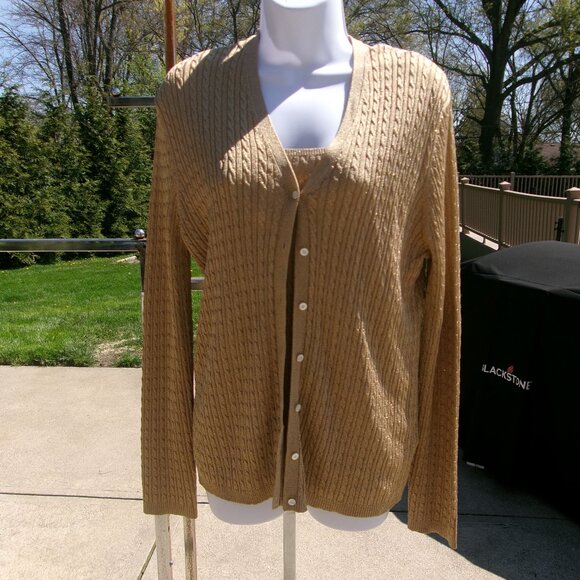 Lauren Ralph Lauren | Sweaters | Lauren Gold Cardigantank Set Xl | Poshmark